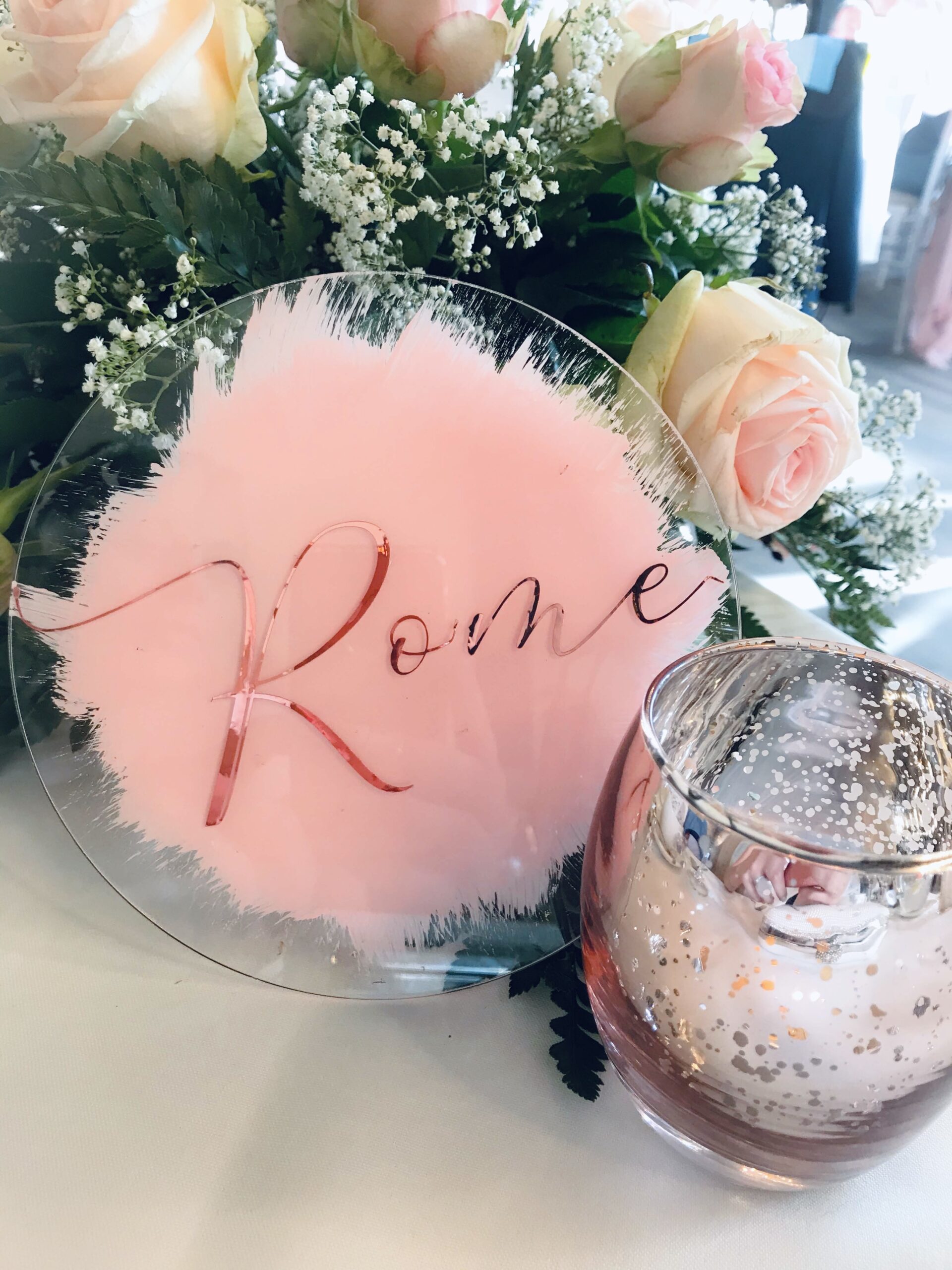 Acrylic Circle Table Name & Number Signs – Wedding Décor